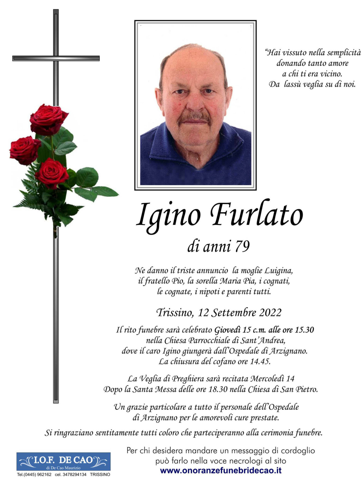 Igino Furlato – Onoranze Funebri De Cao
